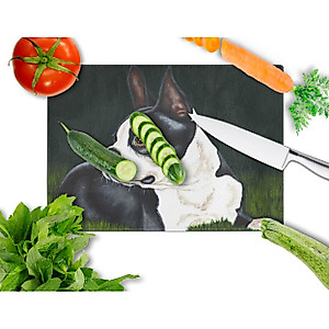 Caroline's Treasures AMB1321LCB Boston Terrier Beauty Glass Cutting Board Large Decorative Tempered Glass Kitchen Cutting and Serving Board Large Size Chopping Board
