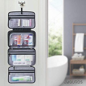 JAGURDS Hanging Toiletry Bag - Toiletries Travel Bag with Hook, Hanging Make Up Organizer Travel Cosmetic Bag - Travel Bathroom Bag