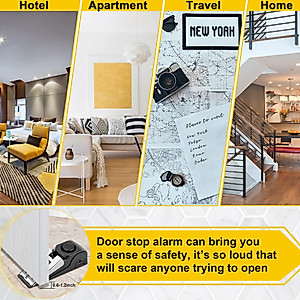 Crosize Upgraded Alarm Door Stops, Portable Security Hotel Safety Door Stoppers for Bottom of Door (Black 1 Pack)