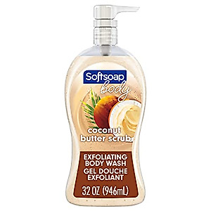 Softsoap Body Wash Pump, Coconut Butter Scrub, Exfoliating Body Wash, 32 Ounce (Pack of 1), WHITE (Package May Vary)