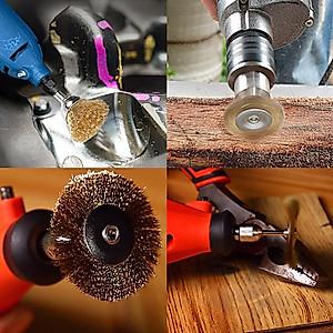 SUJAYU Wire Brush for Drill, 30 Pcs Brass Wire Wheel for Drill, Dremel Wire Brush Dremel Bits Dremel Accessories, Buffing Wheel Drill Wire Brush Drill Sanding Attachment