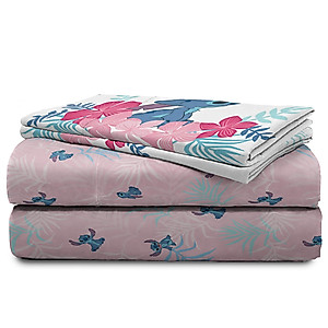 Jay Franco Disney Lilo & Stitch Paradise Dream Queen Sheet Set - 4 Piece Set Super Soft and Cozy Kid’s Bedding - Fade Resistant Microfiber Sheets (Official Disney Product)