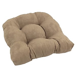 Blazing Needles Microsuede Rounded Back Chair Cushion, 19" x 19", Java