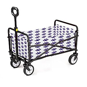 Collapsible Wagon Cart A Simple of Footprints White Purple Animal Tracks Print is Well Suited Foldable Utility Wagon Large Capacity Garden Cart with Push Bar for Beach Camp Outdoor Shopping