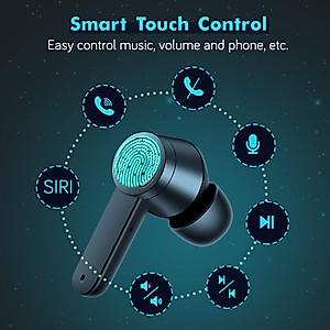 vinlley Bluetooth Headphones, True Wireless Earbuds, in Ear Running Earphones with Noise Cancelling Mic, Built-in Microphone, IPX7 Waterproof, Upgrade Wireless Headset for Laptop/Sports, ES06 Black