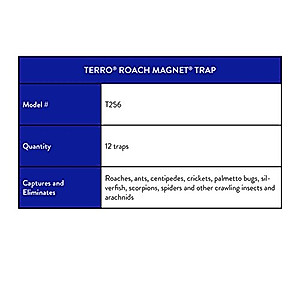 TERRO T256SR Poison Free Roach Magnet Trap and killer with Exclusive Pheromone Technology - Kills Ants, Spiders, Scropions, Silverfish, Crickets, and More - 24 Traps