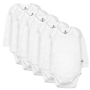 HonestBaby unisex baby 5-pack Organic Cotton Long Sleeve Bodysuits and Toddler T Shirt Set, Bright White, 0-3 Months US