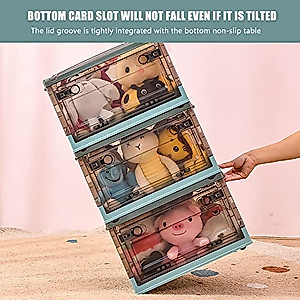 loobuu Foldable Plastic Storage Boxes with Latching Lids & wheels, Clear Storage Bins for Home & Office, Stackable Collapsible Organizer Container for Groceries, Toys, Books, Snacks Storage Case