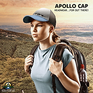 Apollo Cap Co. Trucker Cap - Embroidered Mountains & Trees Hat, Snapback Heather Grey