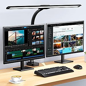 Kary LED Desk Lamp, 24W Architect Desk Lamp with Clamp 31.5" Wide Office Light 1800LM Large Bright Desk Lights with Auto Dimming, 5 Color Modes, Timer, Tall Desk Lamps for Home Office