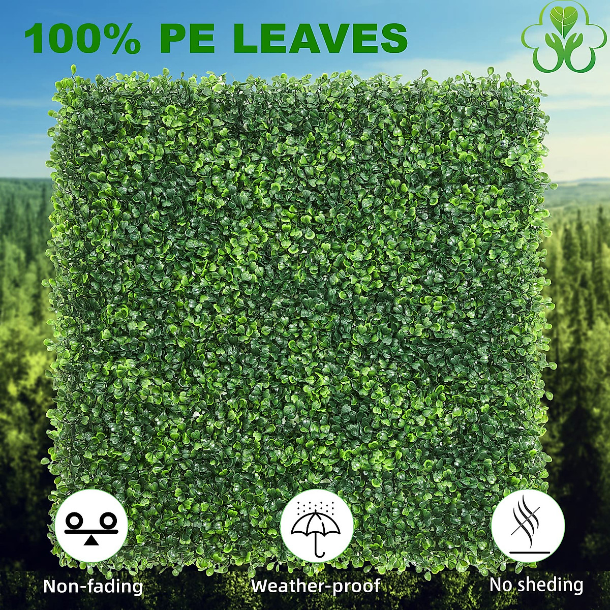 KASZOO 12Pack 20"x20" Artificial Boxwood Grass Backdrop Panels Topiary Hedge Plant, UV Protected Privacy Hedge Screen Faux Boxwood for Outdoor,Indoor,Garden,Fence,Backyard,Greenery Walls