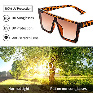 QYVEWY 3 Pack Oversized Square Sunglasses for Women Men Large Flat Top Thick Frame Big Sun Glasses UV400 Protection (Mirror Blue/Purple/Red)