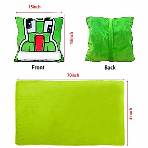 ZOSVNSV Cartoon Blanket and Pillow Set, Lightweight Flannel Pillow with Hand Warmer Design, for Birthday, Holiday