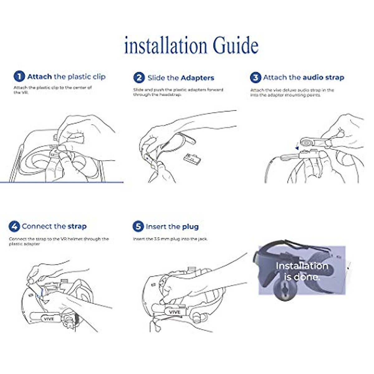 Adapter Kit for Oculus Quest 2 Gen to Connect with Vive Deluxe Audio Strap-3D Printed-Durable (White)