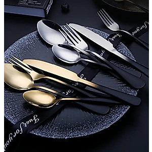 Black Gradual Change Gold Silverware Set Flatware Sets 70 Piece Stainless Steel Service for 14 Durable Home Kitchen Restaurant Wedding Cutlery Utensils Delicate Knifes Forks and Spoons Tableware Set…