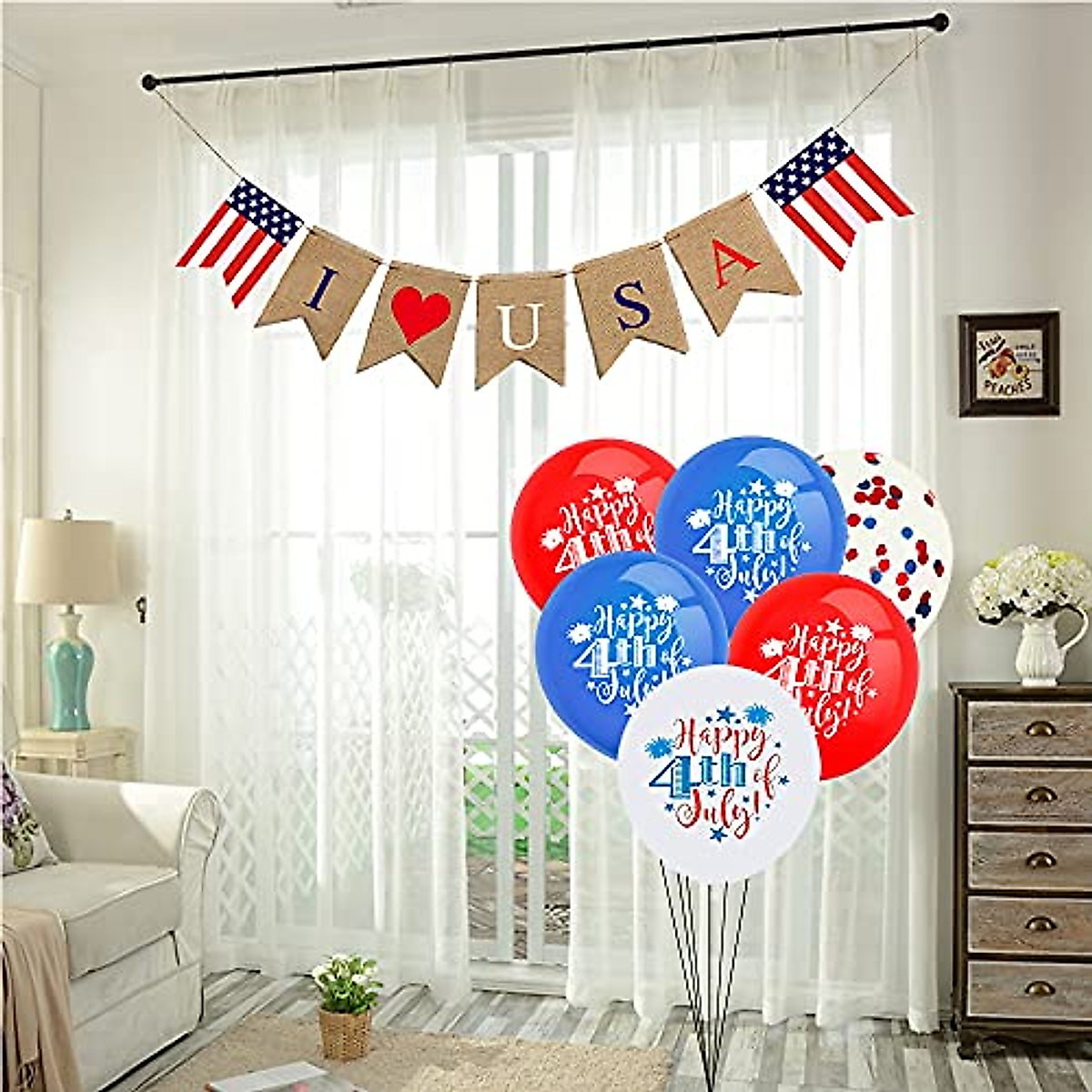 DmHirmg 4th of July Decorations,Patriotic Decorations Include 4th of July Balloon and Fourth of July Decorations,Independence Day Decor for Home Patriotic Party Supplies