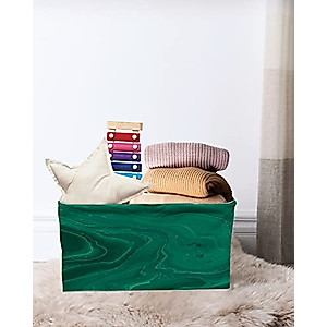 Emerald Green Cube Storage Baskets for Organizing Waterproof Storage Bins with Handles Decorative Storage Basket for Shelves Clothes Toy Closet Organizers, Color Fluid Modern Art