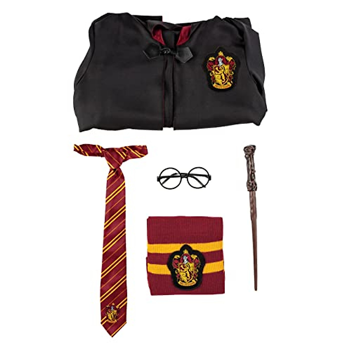 Harry Potter Dress Up Trunk for Kids, Official Wizarding World Costume Kit with Robe, Scarf, Tie, Wand and Glasses, Kids Size Small (4-6),Dark Brown