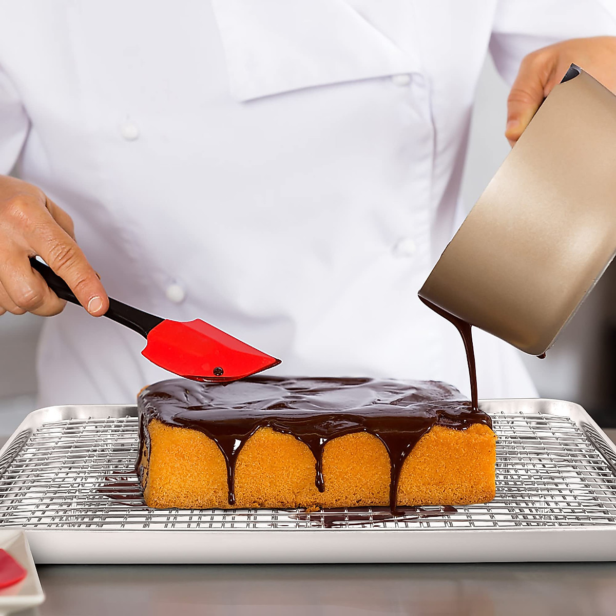 TeamFar Cooling Rack Set of 4, Stainless Steel Grid Cooking Roasting Racks for Various Size Baking Sheet Toaster Oven Pan, Healthy & Heavy Duty, Mirror Finish & Dishwasher Safe