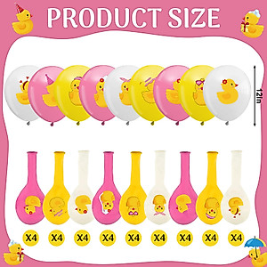 Sratte 40 Pcs Duck Balloon Rubber Duck Party Decorations 12 Inch Duck Shape Foil Balloons Blue Pink Yellow White Latex Balloon for Baby Shower Rubber Duck Themed Birthday Party Supplies (Bowknot)