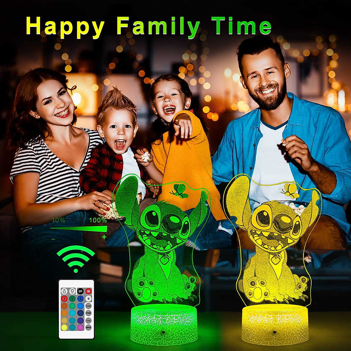 vpgun 3D Illusion Stitch Night Light: Stitch Light with Remote Control and Smart Touch, Stitch Lamp Stitch Room Decor for Girls Birthday Christmas Stitch Gifts