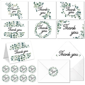 245 Pack Thank You Cards with Envelopes and Stickers Greenery Thank You Cards Thank You Notes Greeting Cards Blank Note Cards for Wedding, Bridal Shower, Baby Shower and All Occasions