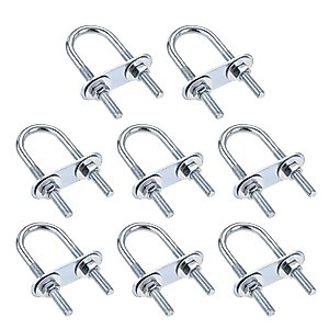 uxcell Round U-Bolts 8 Sets 0.87"(22mm) Inner Width 70mm Length Steel M6 with Nut, Plate, Washer