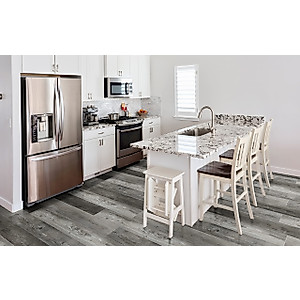 MSI McKenna 7 in. x 48 in. Luxury Vinyl Flooring, Rigid Core Planks, LVT Tile, Click Lock Floating Floor, Waterproof LVT, Wood Grain Finish, Digby Gray-Dark, 23.77 Square Feet