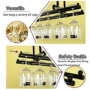 Stylish Simplicity Stemware Racks Ceiling Mounted Hanging Wine Bottle Holder Metal Iron Goblet Shelves Wine Glass Rack Wall Decoration Unit, PIBM, Single Row, L80*W12cm