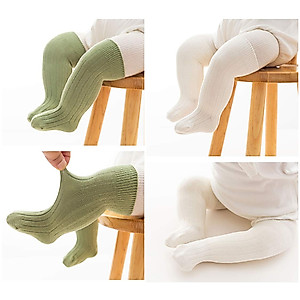 QandSweet Unisex-Baby Knee High Socks Seamless Toddler Boy Girls Cotton Uniform Stockings (0-6 Months, A Lot-6pairs)