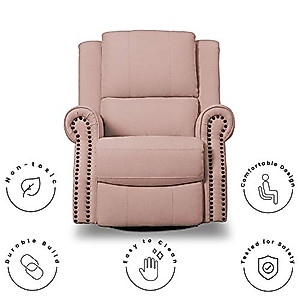 Delta Children Dylan Nursery Recliner Glider Swivel Chair, Blush