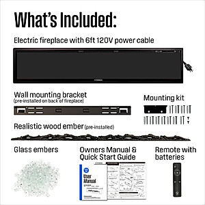 Westinghouse 50 Inch Electric Fireplace Heater, Compatible with Alexa & Google Home, Wall Mount or in-Wall Recessed Fireplace Insert, 24 Hour Timer, Color Changing Flames, 750W/1500W Indoor Heater