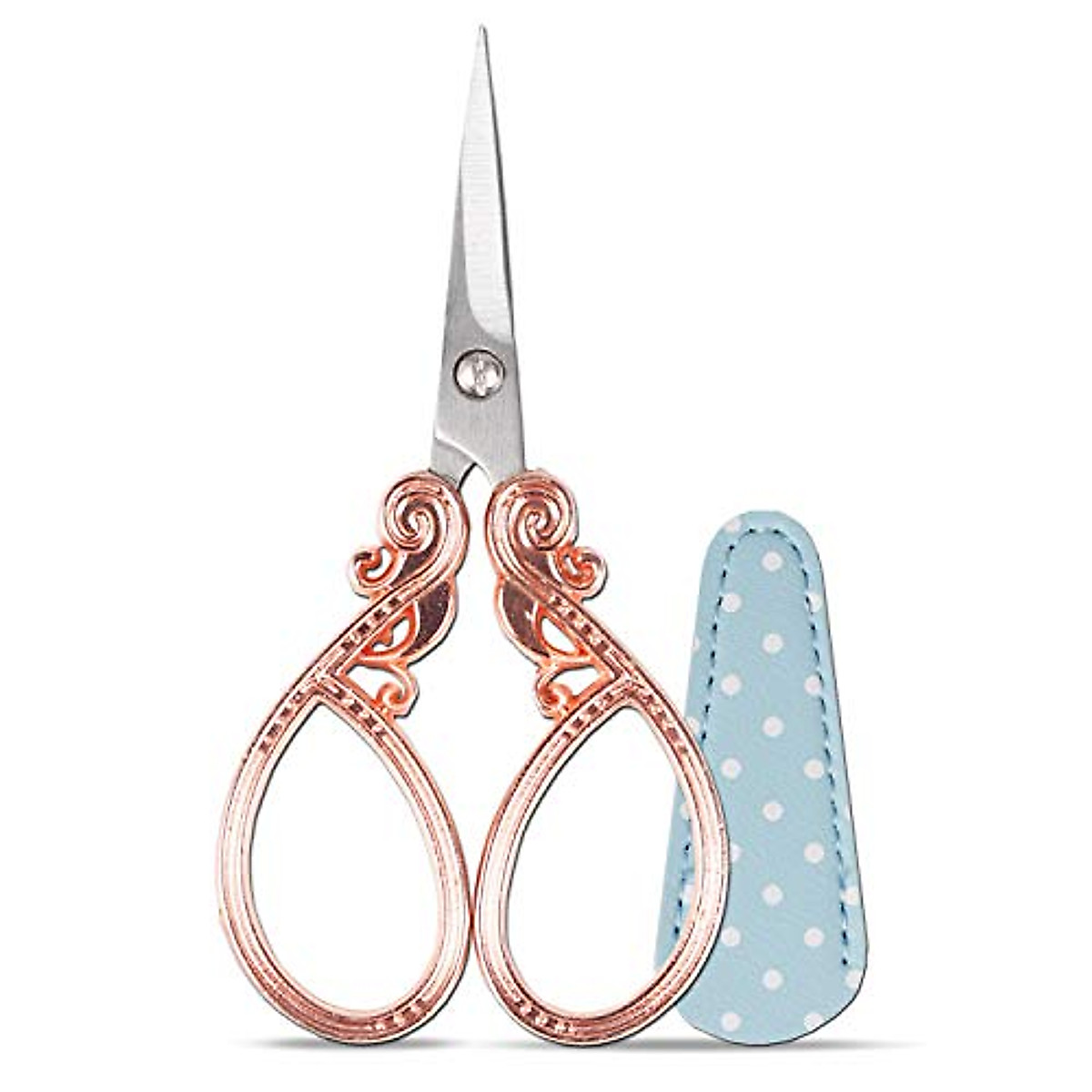 Hisuper 4.5 inch Sewing Craft Scissors Embroidery Scissors Crochet Cross Stitch Knitting Scissors with Leather Scissors Cover for Crafting Threading Art Work and Everyday Use