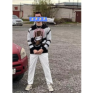 Cartoon Anime Knitted Sweater Men Winter Oversized Men's Rock Hip Hop Rap Pullover Women Jumper Ugly Sweater (Black,L,Large)