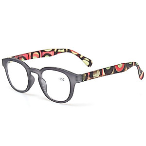 Kerecsen Reading Glasses Fashion Men and Women Readers Spring Hinge with Pattern Design Eyeglasses for Reading (5 Pack Mix Color, 1.75)