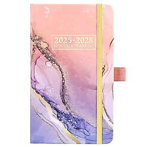 Pocket Planner/Calendar 2023-2026 - Monthly Pocket Planner/Calendar with 63 Notes Pages, Jul. 2023 - Jun. 2026, 3.8" x 6.4", 3 Year Monthly Planner with Inner Pocket + Pen Hold - Purple Waterink