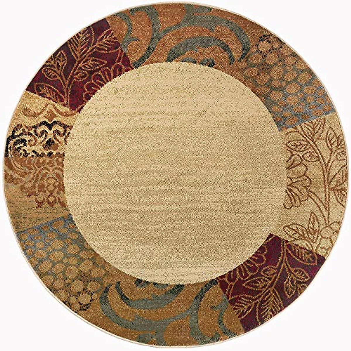 Sedona Transitional Floral Beige Round Area Rug, 8' Round