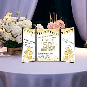 Black Gold 50th Birthday Guest Book Alternative Happy 50th Birthday Signature Certificate 50 Years Old Signature Guest Book Great 50th Birthday Gifts 50th Birthday Party Supplies for Men Women