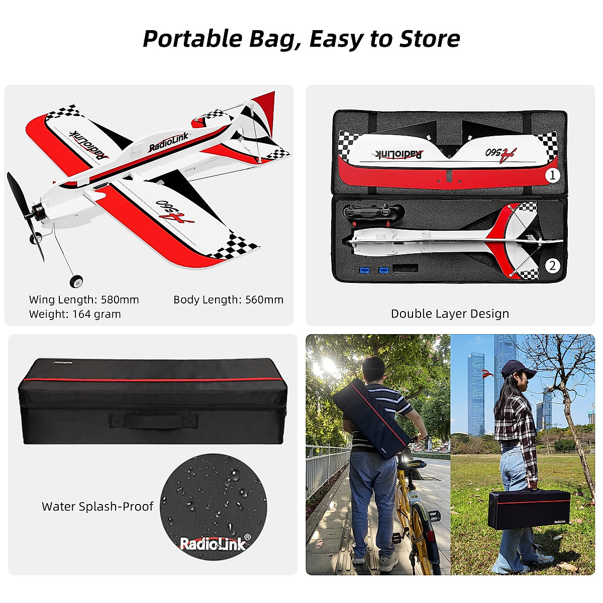 Radiolink A560 Ready to Fly (RTF) 3D RC Airplane 580mm Wingspan with Byme-A Gyro FC, 6 Flight Modes, Brushless Motor 15A ESC RC Plane, T8S TX & R8XM RX Voltage Telemetry for Beginner or Experienced