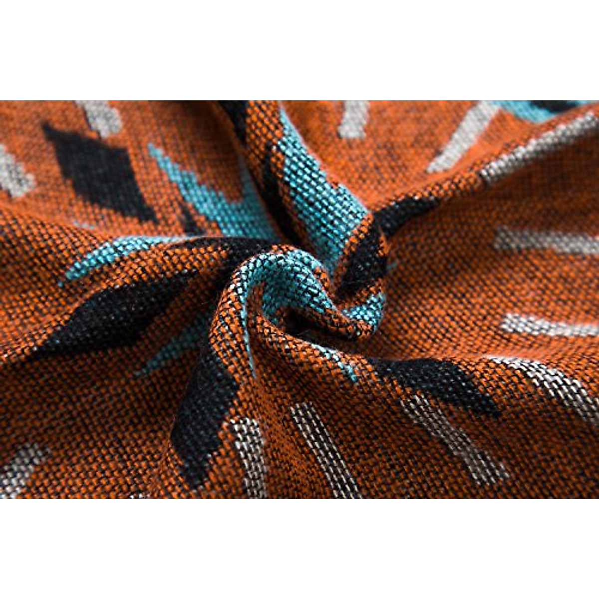 Urban CoCo Women's Printed Tassel Open front Poncho Cape Cardigan Wrap Shawl (Orange-series 5)