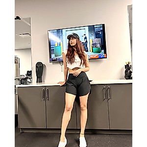 G4Free Athletic Shorts for Women 5 Inch Running Shorts with Pockets Quick Dry Workout Sports Tennis Shorts(Black,L)