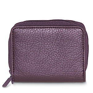 Collections Etc RFID Buxton Scan Proof Compact Leather-Look Wallet Purse, Plum, Onesize