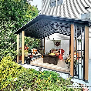 Sunjoy 11 x 13 ft. Hardtop Gazebo Outdoor Cedar Frame Wood Gazebo with Black Steel Hardtop Roof for Patio, Garden, Backyard, and Lawn Activities by SummerCove