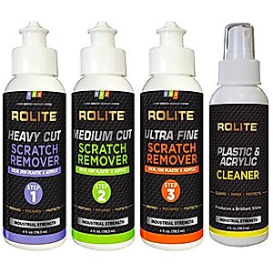 Rolite - RSR4STEP4zCP 's 4 Step Scratch Removal System for Plastic & Acrylic (4 fl. oz.) with Cleaner, Heavy Cut, Medium Cut and Ultra Fine Combo Pack