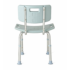 Medline Shower Chair Bath Bench with Back, Supports up to 300 lb, Infused with Microban Antimicrobial Protection, Light Blue