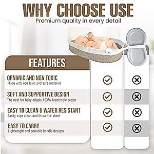 Baby Changing Basket (for 0 to 12 Month) - 100% Cotton Rope Changing Table Topper Moses Basket, Thick Foam Pad with Removable Cotton Cover - Storage Bag and Plush Blanket- Changing Basket for Babies