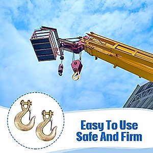 2 Pack 5/16 Inch Chain Hook, Tow Chains with Hooks Clevis Slip Hook with Latch Safety Hook G70 Tow Chain Clevis Grab Hook for Trailer Truck Transport Tow Chain Hook Drag Chain Hooks Heavy Load