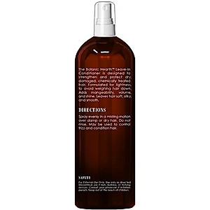 Botanic Hearth Leave In Conditioner Spray - Hair Strengthener for Dry, Damaged, Chemically Treated Tresses - Adds Volume and Manageability - 8 fl oz