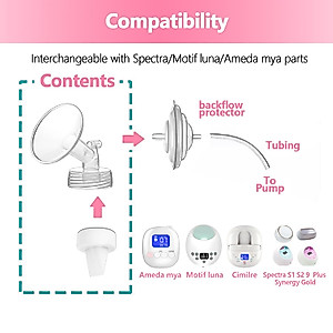Belmikal BreastPump Parts Compatible with Spectra S1 Spectra S2 Motif luna Ameda mya Inc 24mm Flange Valve Tube Backflow Protector Not Original Spectra Accessories Replace Spectra Pump Replacement Kit