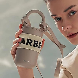 Fashion Stainless Steel Vacuum Insulated Water Bottles with Strap, Wide Mouth Leakproof Metal Coffee Mug for Sports Travel Office Reusable Thermos Tumbler BPA-Free Keep Cold Hot 24 Hour 12oz (Apricot)